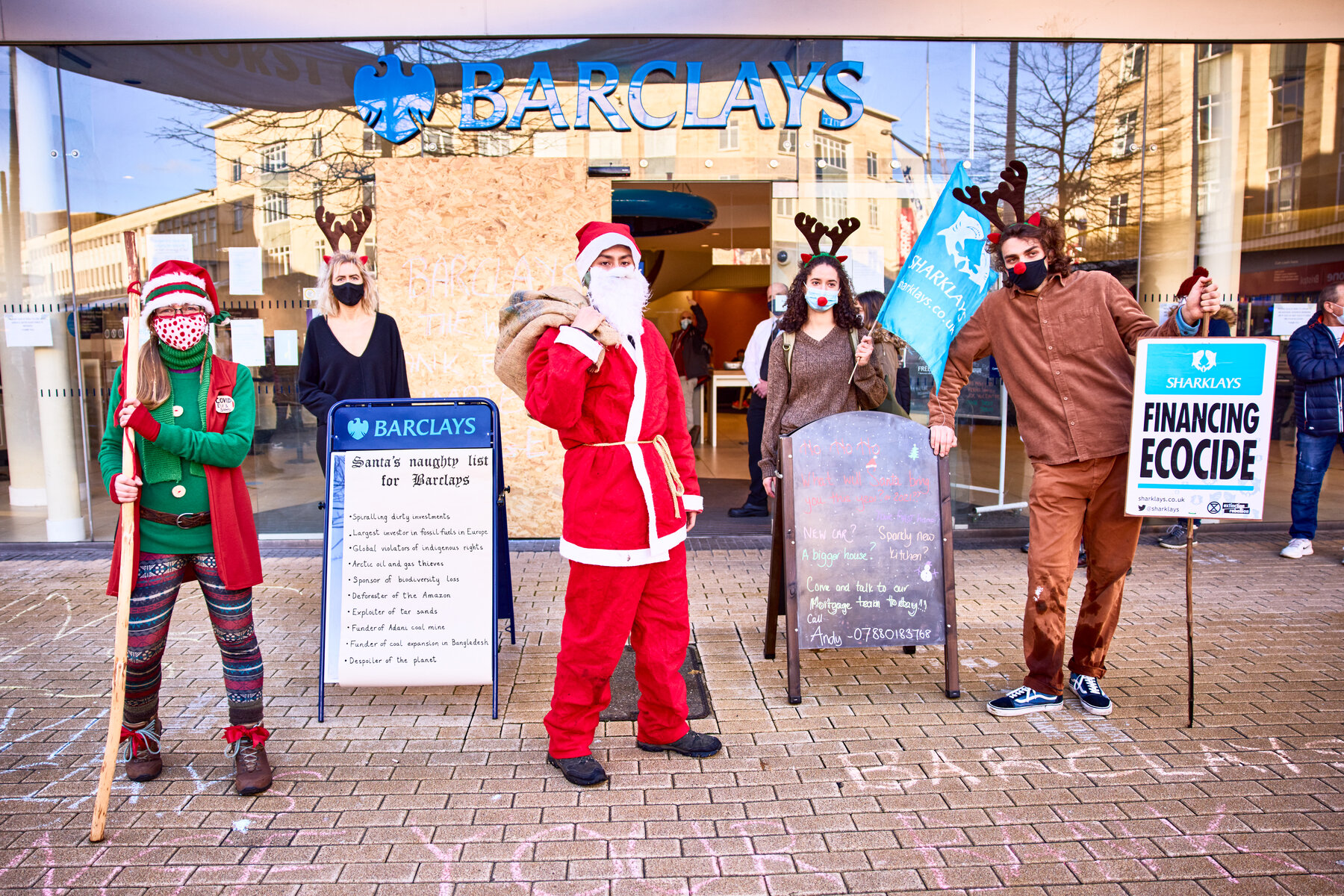 Santa shames Barclays and HSBC: Worst banks for the climate